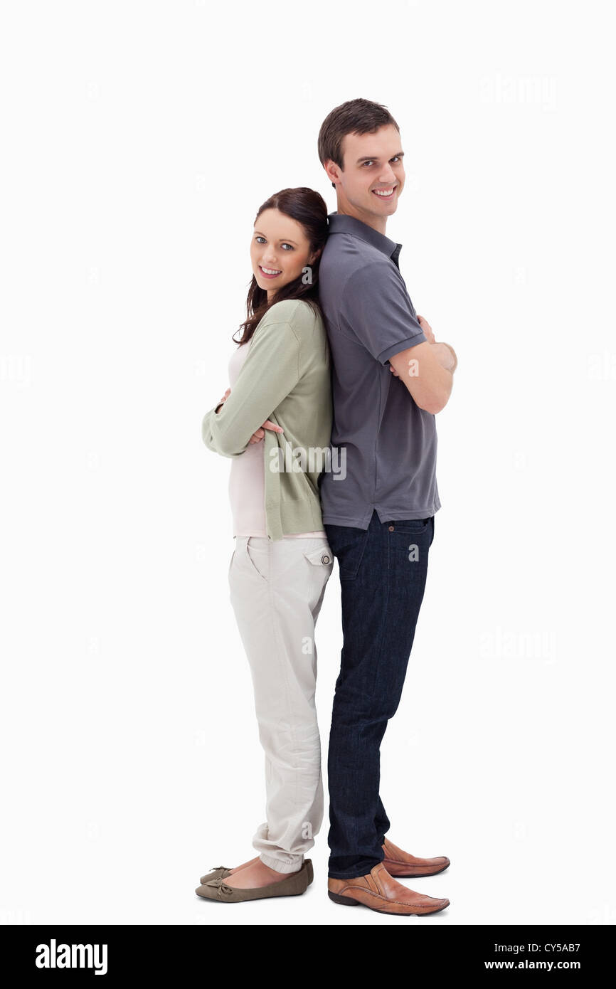 Male female friends standing Cut Out Stock Images & Pictures - Alamy