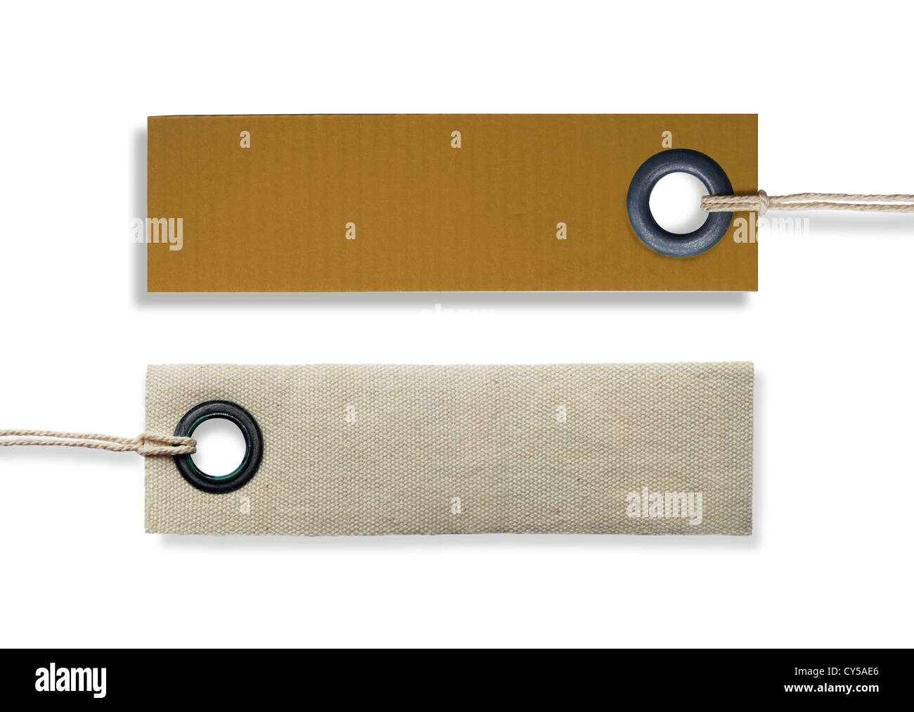 canvas and cardboard blank clothing label on a white background Stock ...