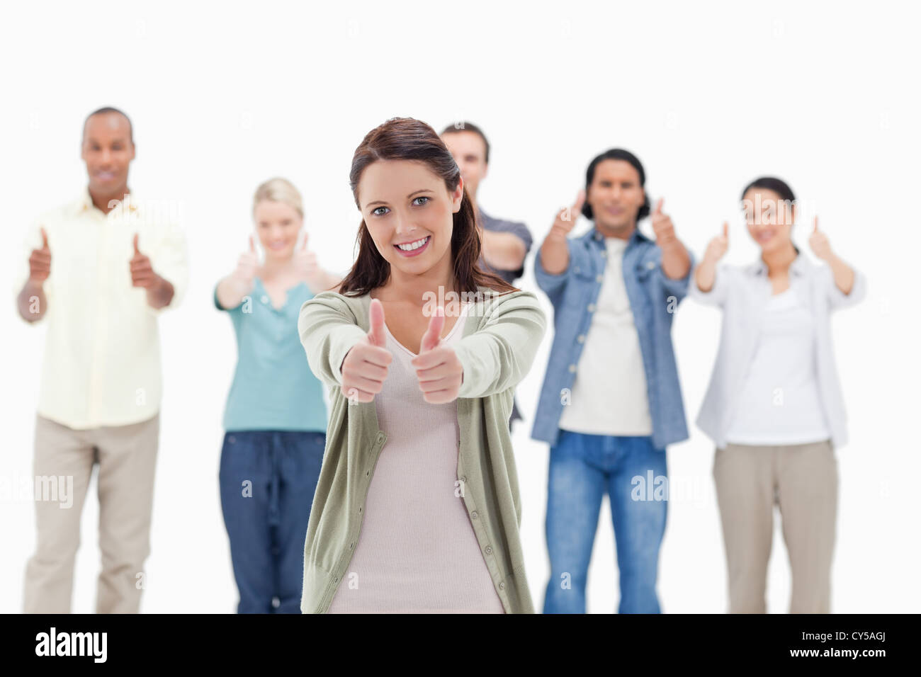 People with their thumbs-up Stock Photo - Alamy