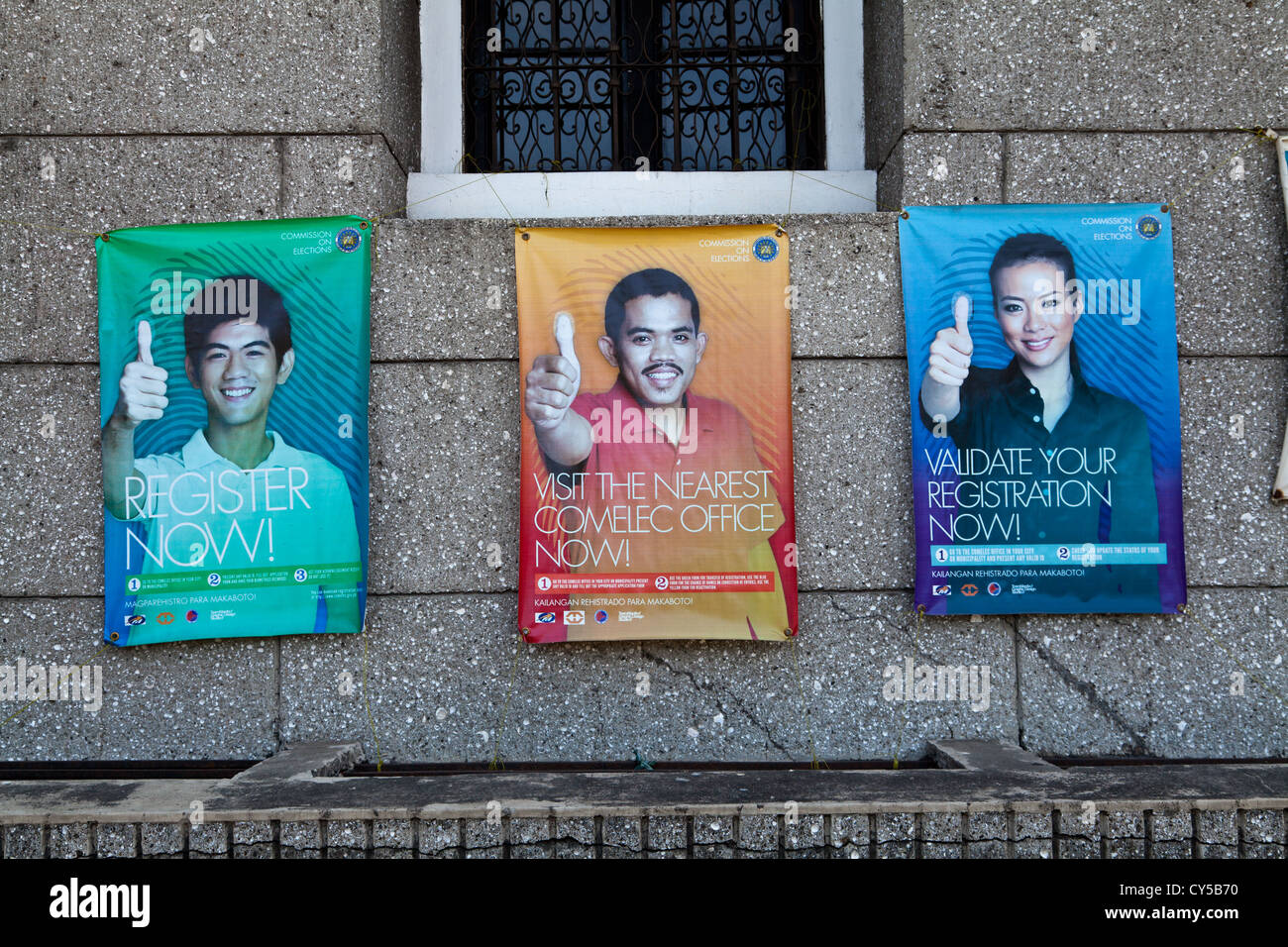 Advertising Posters in the Old Town of Manila, Philippines Stock Photo ...