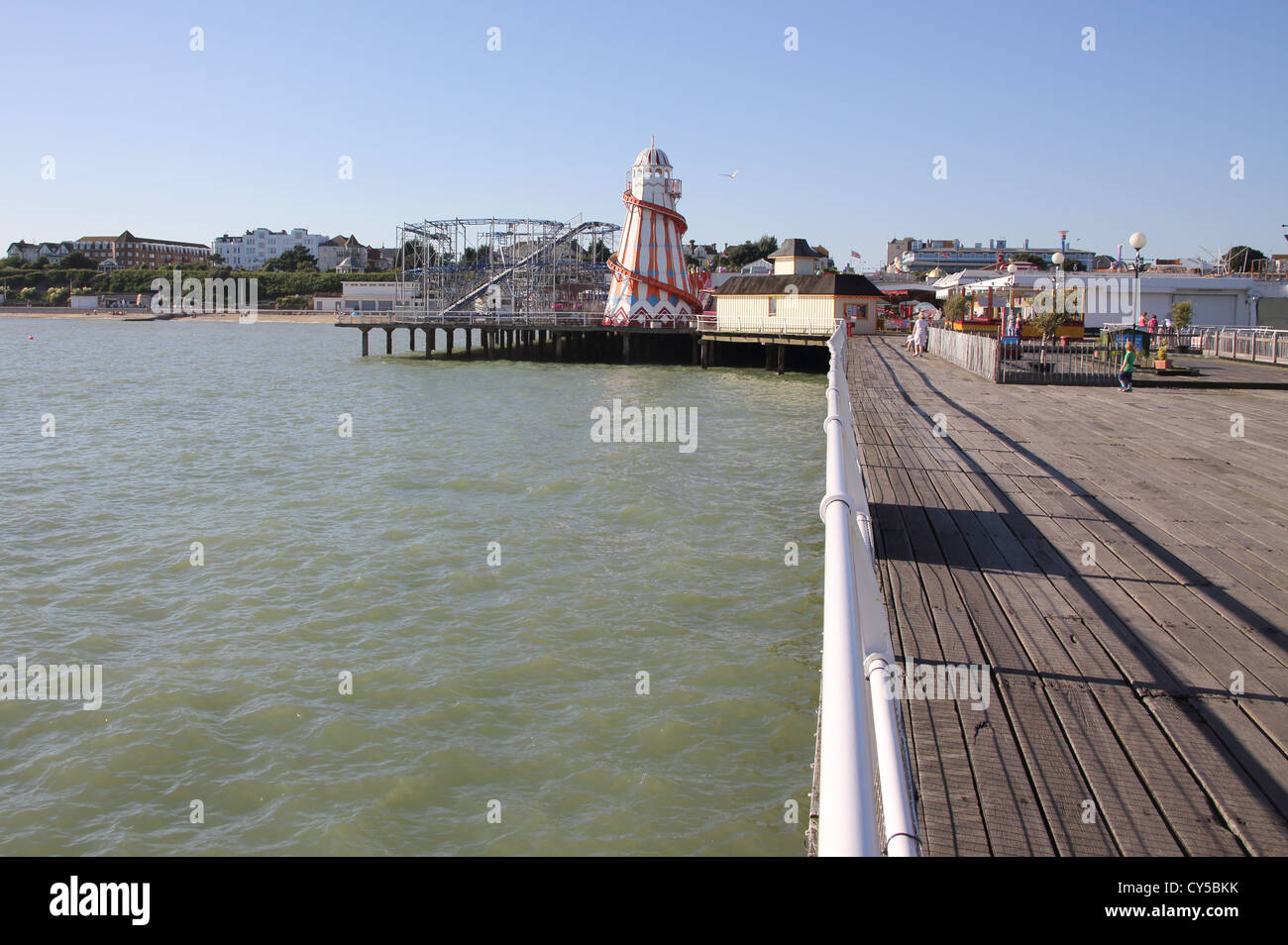 the pier and rides at clacton on sea on the essex coast Stock Photo - Alamy