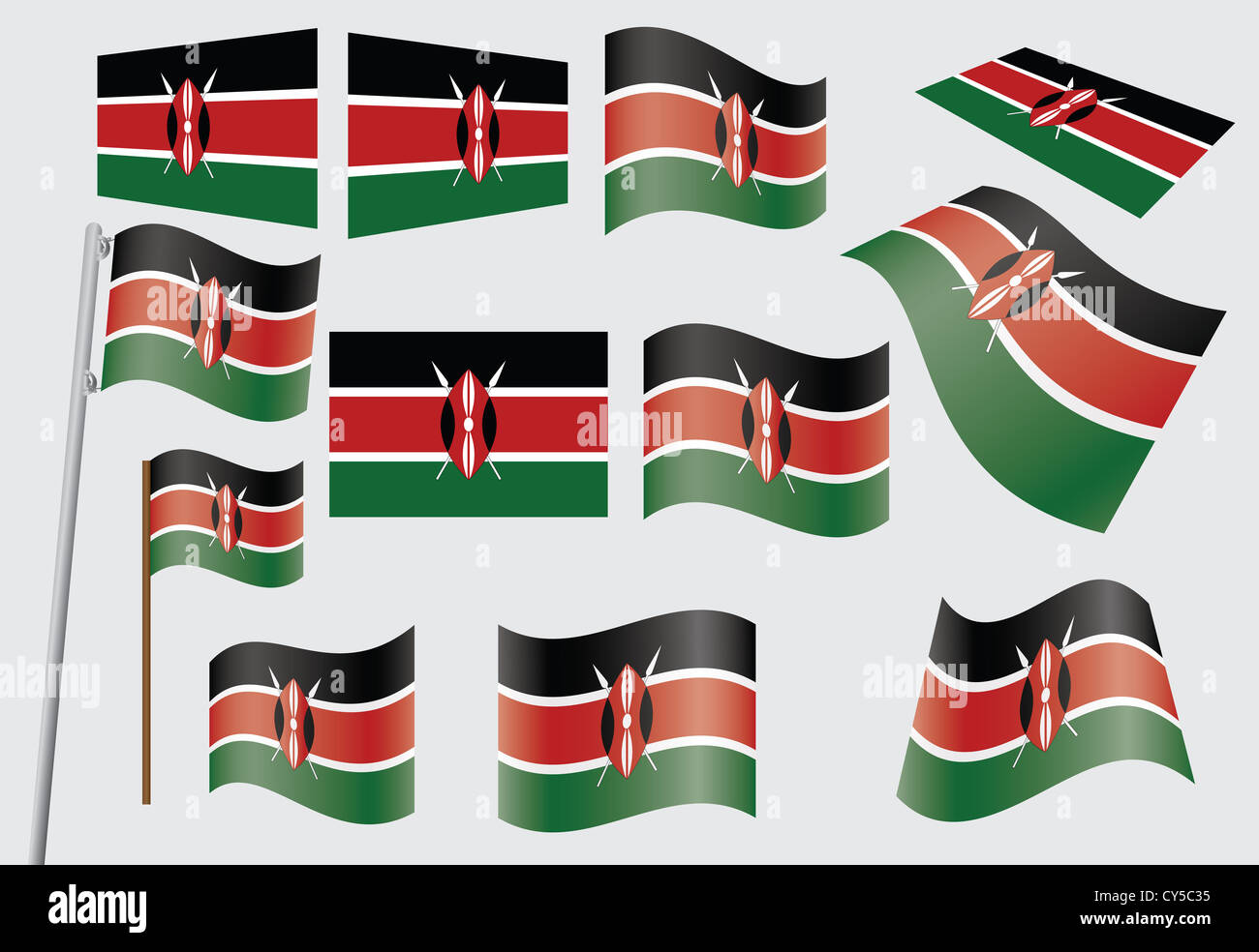 set of flags of Kenya Stock Photo - Alamy