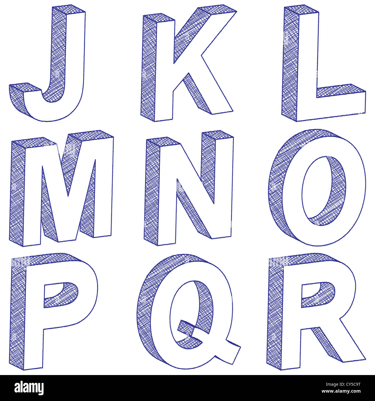 3D scratch letters from J to R on a white background. Vector ...