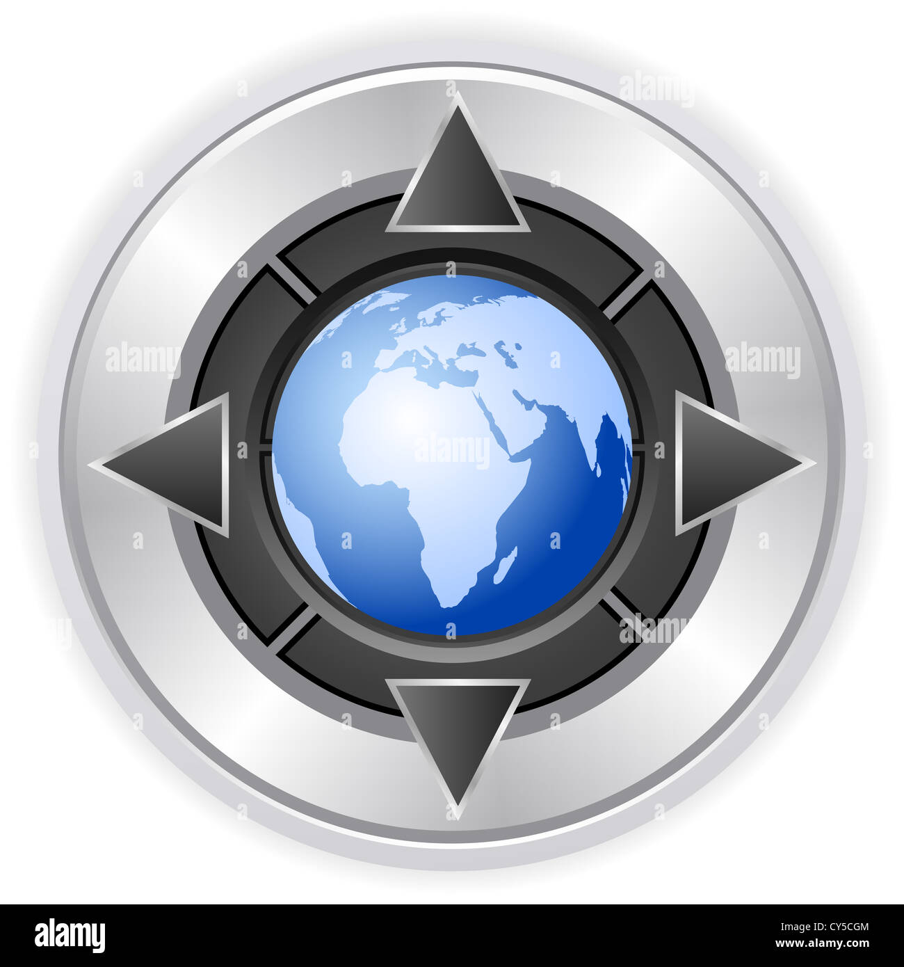 Modern multimedia button with globe. Vector illustration Stock Photo ...