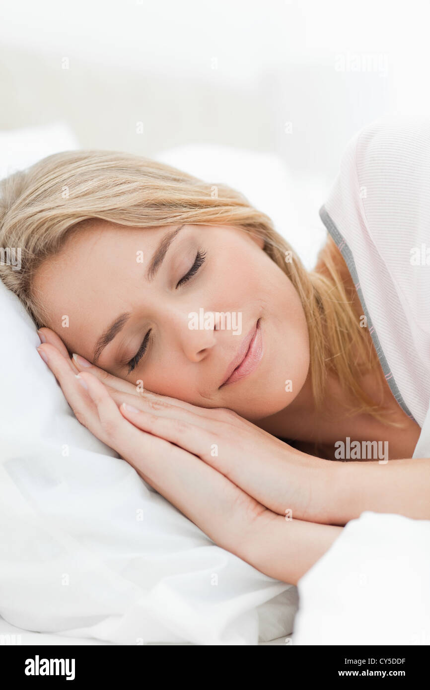 Female asleep head on hands hi-res stock photography and images - Alamy