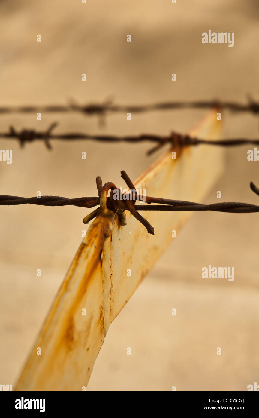 barbed wire , The old Stock Photo - Alamy