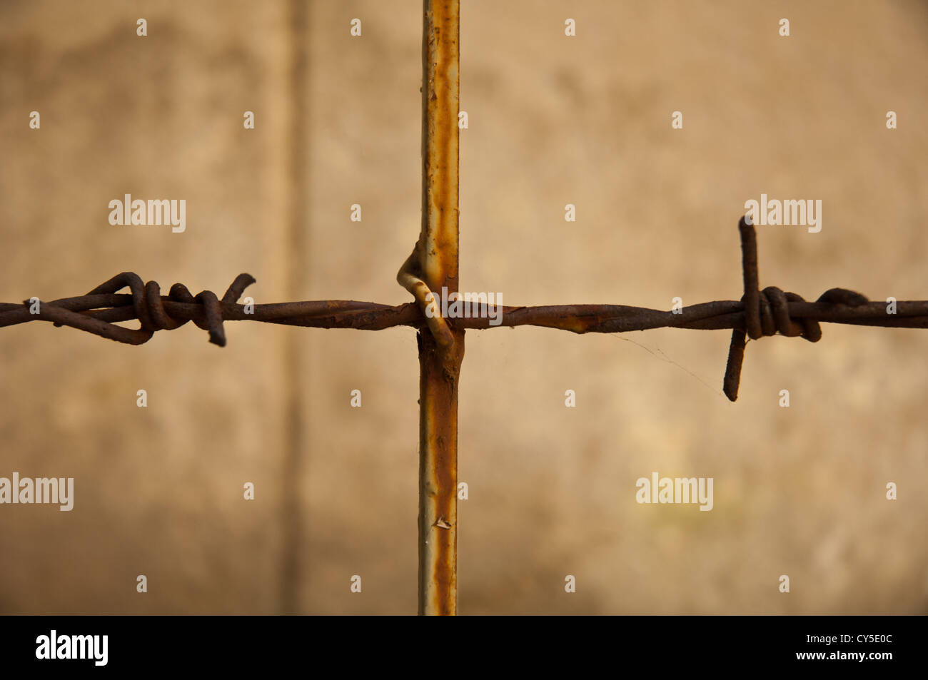 barbed wire , The old Stock Photo - Alamy