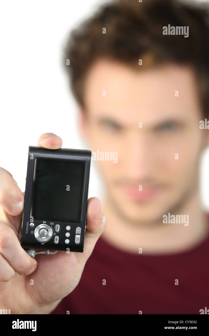 Man showing the blank screen of his digital camera Stock Photo - Alamy