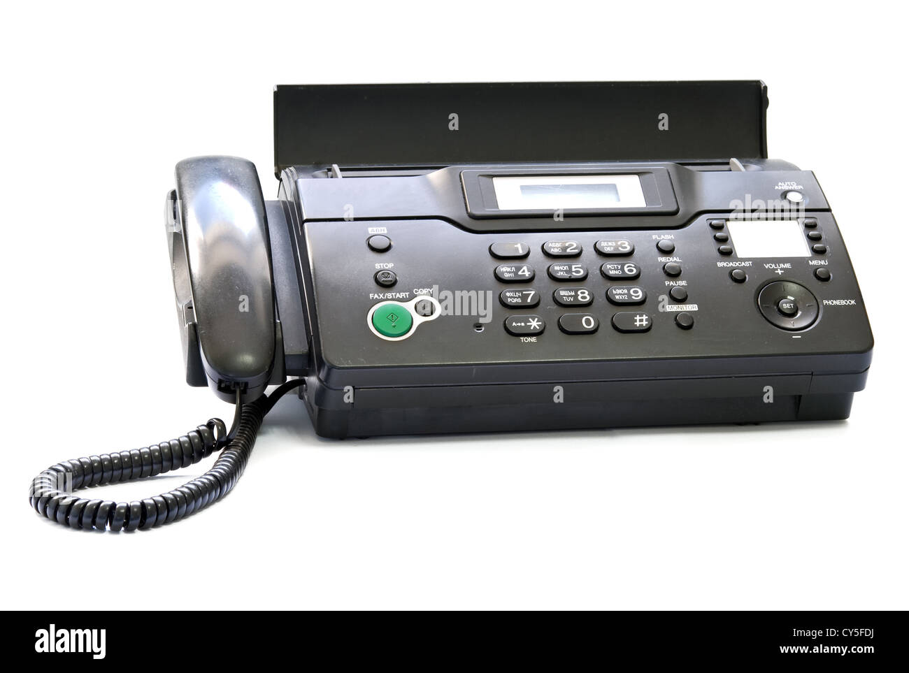 isolated black fax on a white background Stock Photo - Alamy