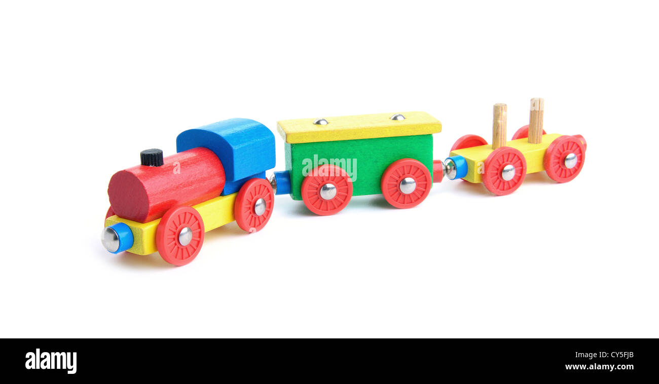 Colorful wooden train set on hi-res stock photography and images - Alamy