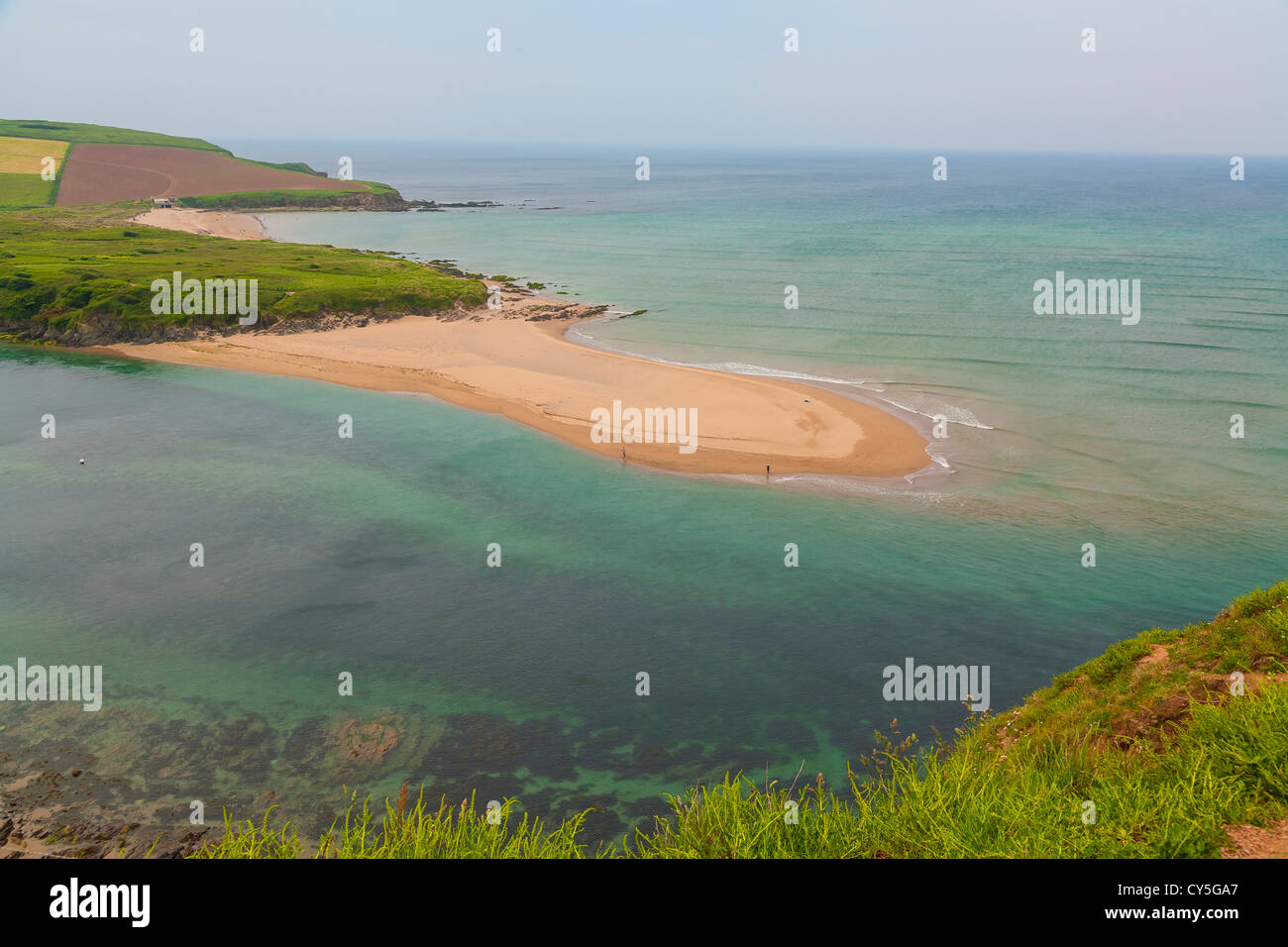 Sand spit at the entrance to the River Avon Estuary. Devon. UK Stock ...