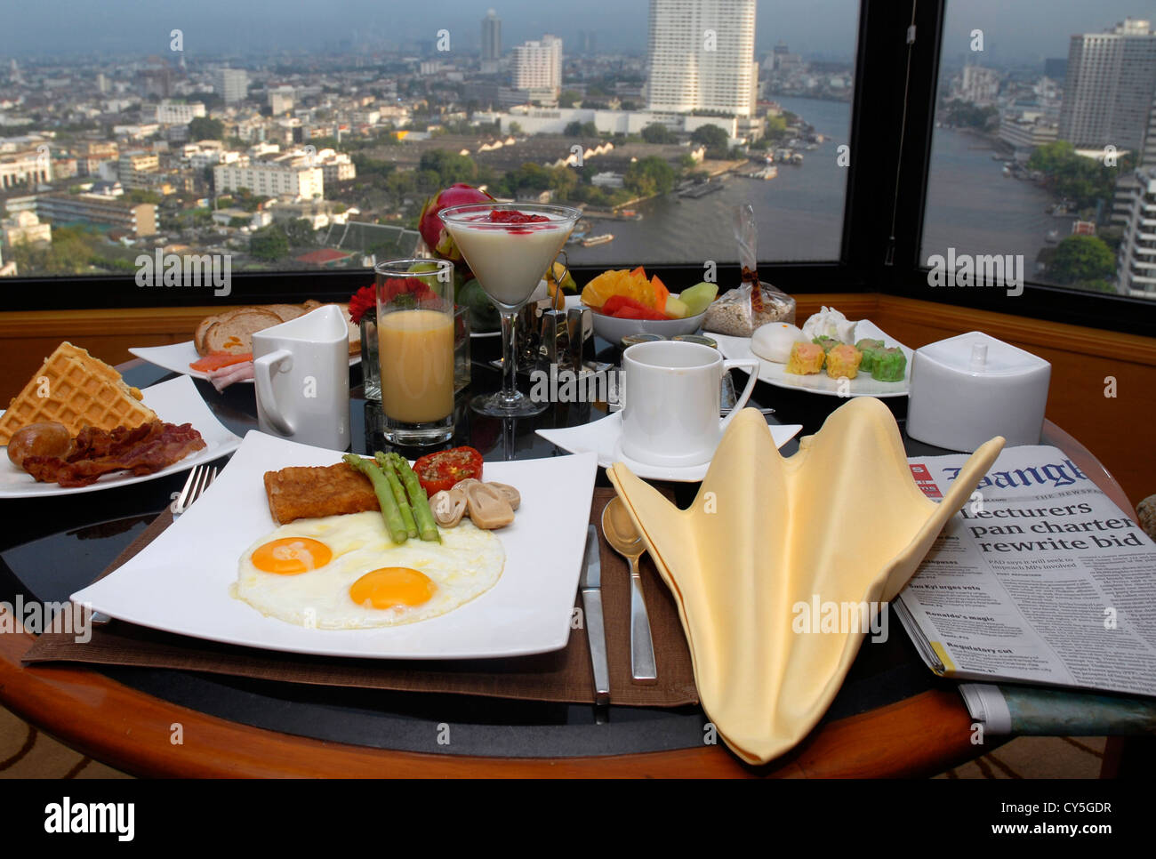 View, panoramic, breakfast, Horizon Club, Hotel, Shangri La, Bangkok ...