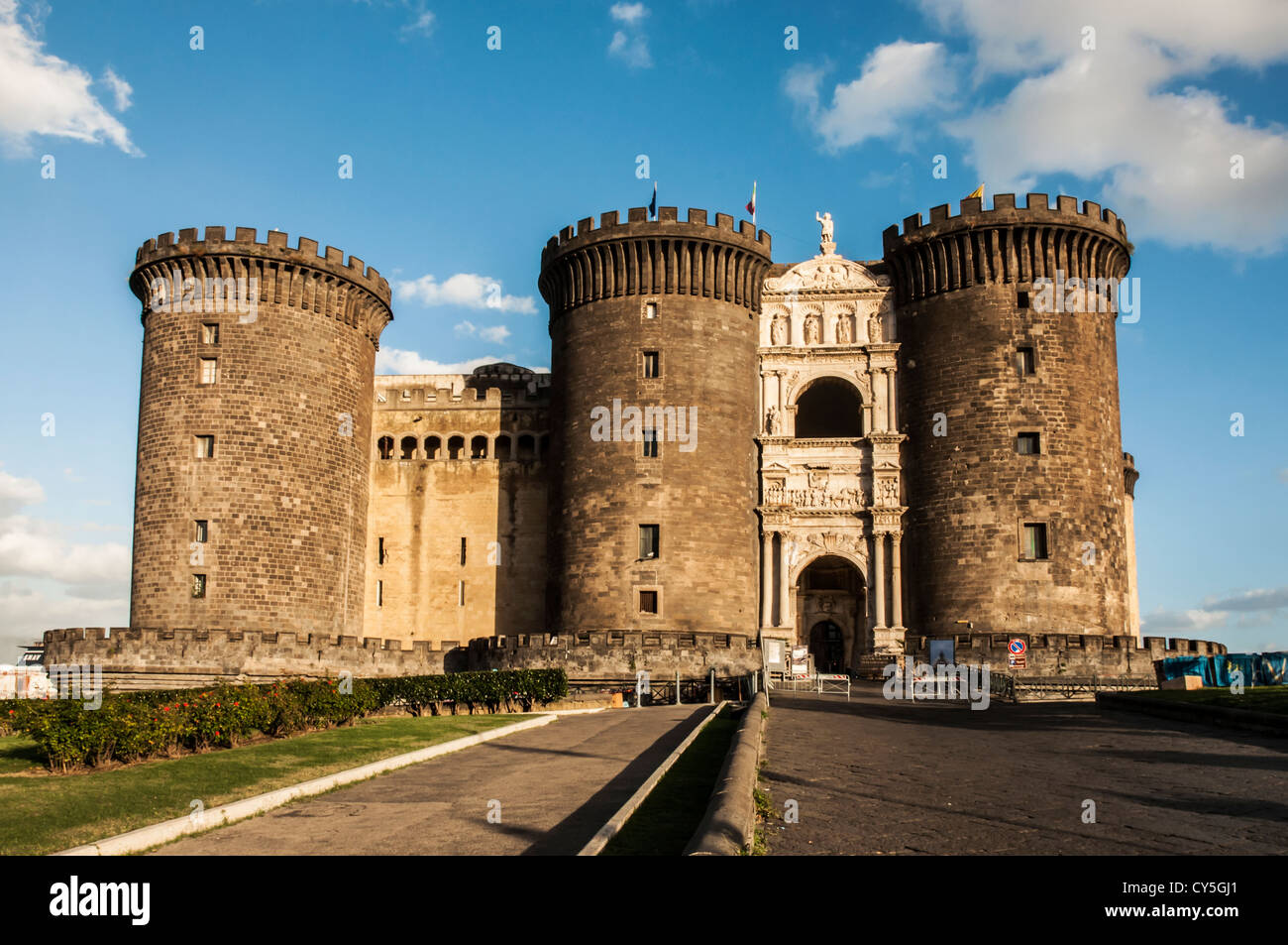 facade and towers of Maschio Angioino, Naples, Italy Stock Photo - Alamy