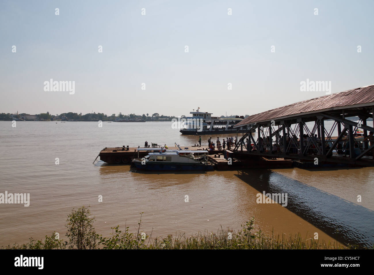 View over the River Yangon in Rangoon, Myanmar Stock Photo - Alamy