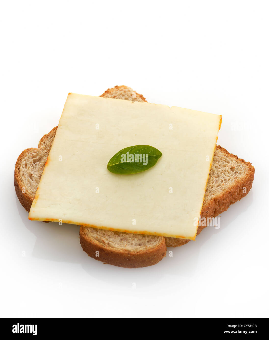 Slice Of Bread And Cheese On White Background Stock Photo - Alamy