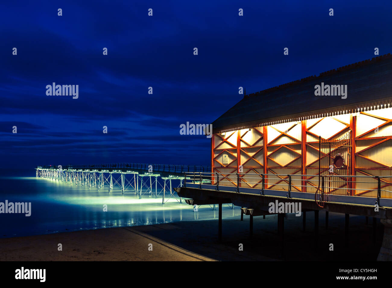 Saltburn pier lights hi-res stock photography and images - Alamy