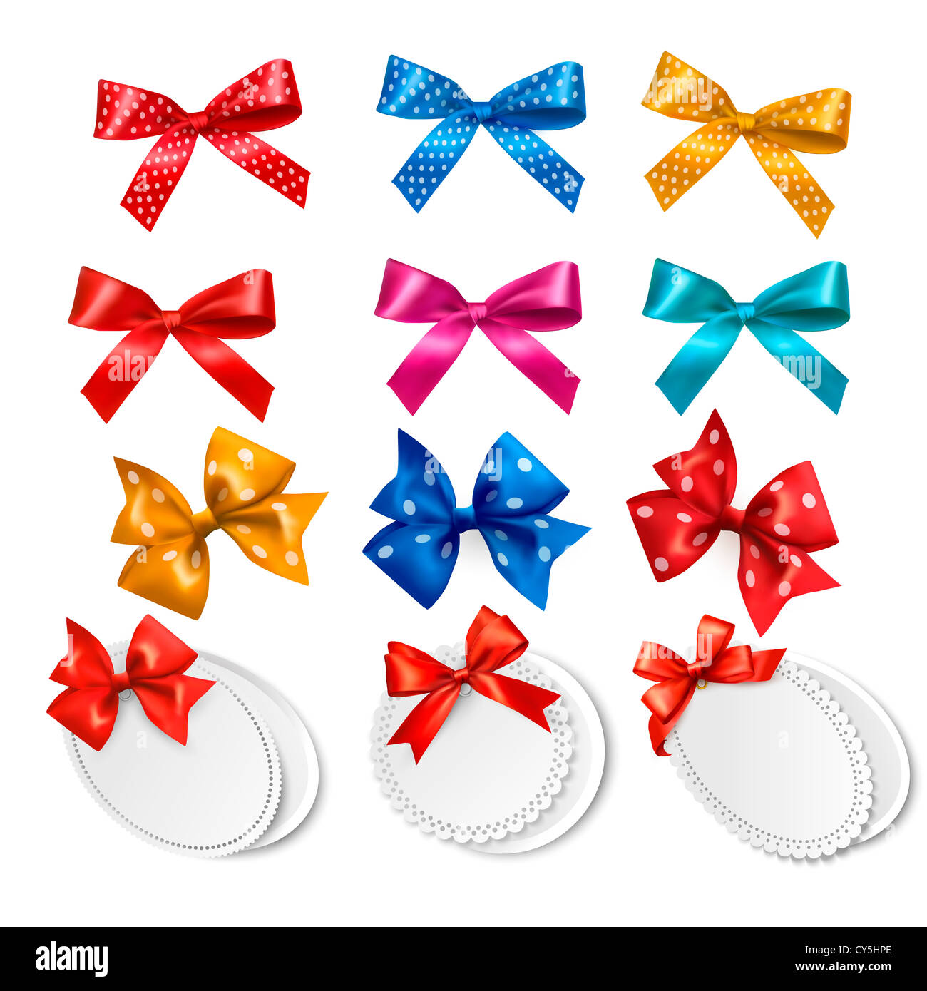 Big set of colorful gift bows with ribbons Stock Photo - Alamy