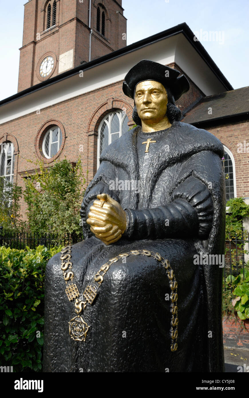 London, England, UK. Statue of Sir Thomas More, Cheyne Walk, Chelsea ...