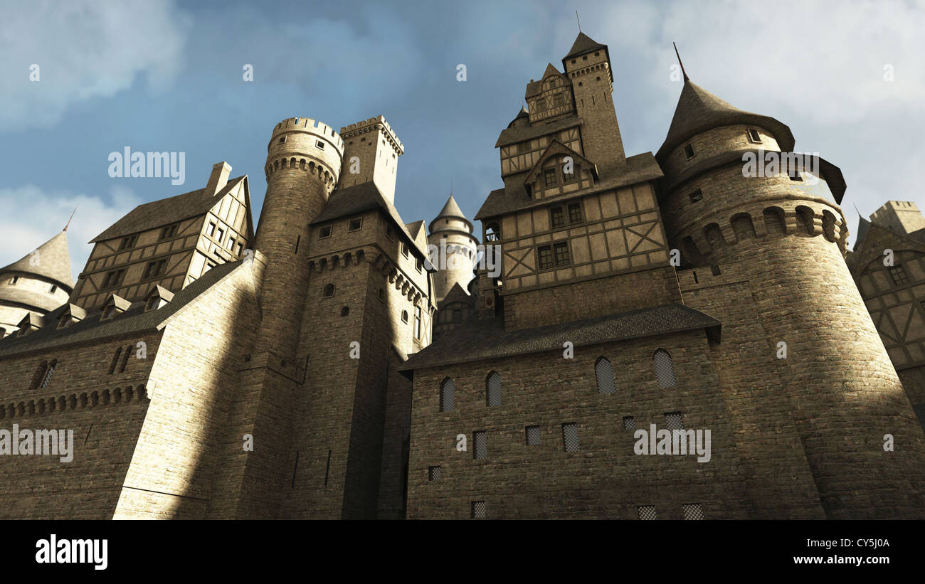 Medieval castle walls illustration hi-res stock photography and images ...