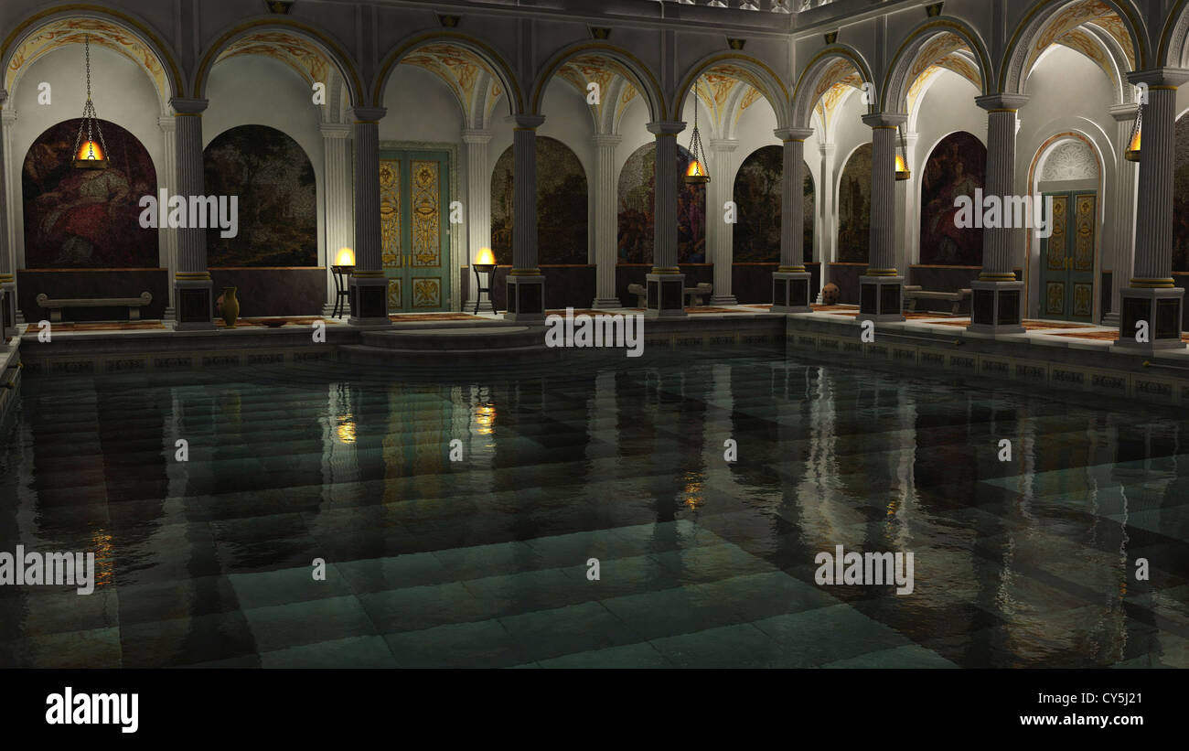 Roman baths illustration hi-res stock photography and images - Alamy