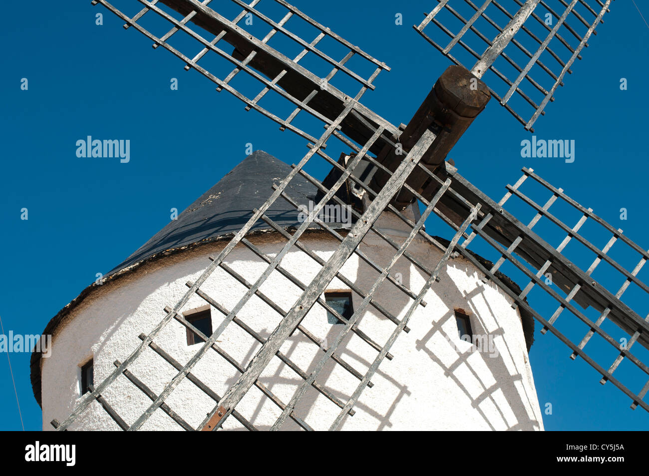 White ancient windmill. Close up fin Stock Photo - Alamy