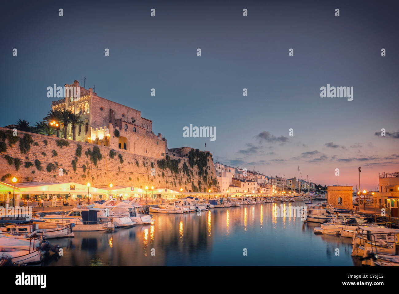 Spain, Balearic Islands, Menorca, Ciutadella, Historic Old Harbour and ...