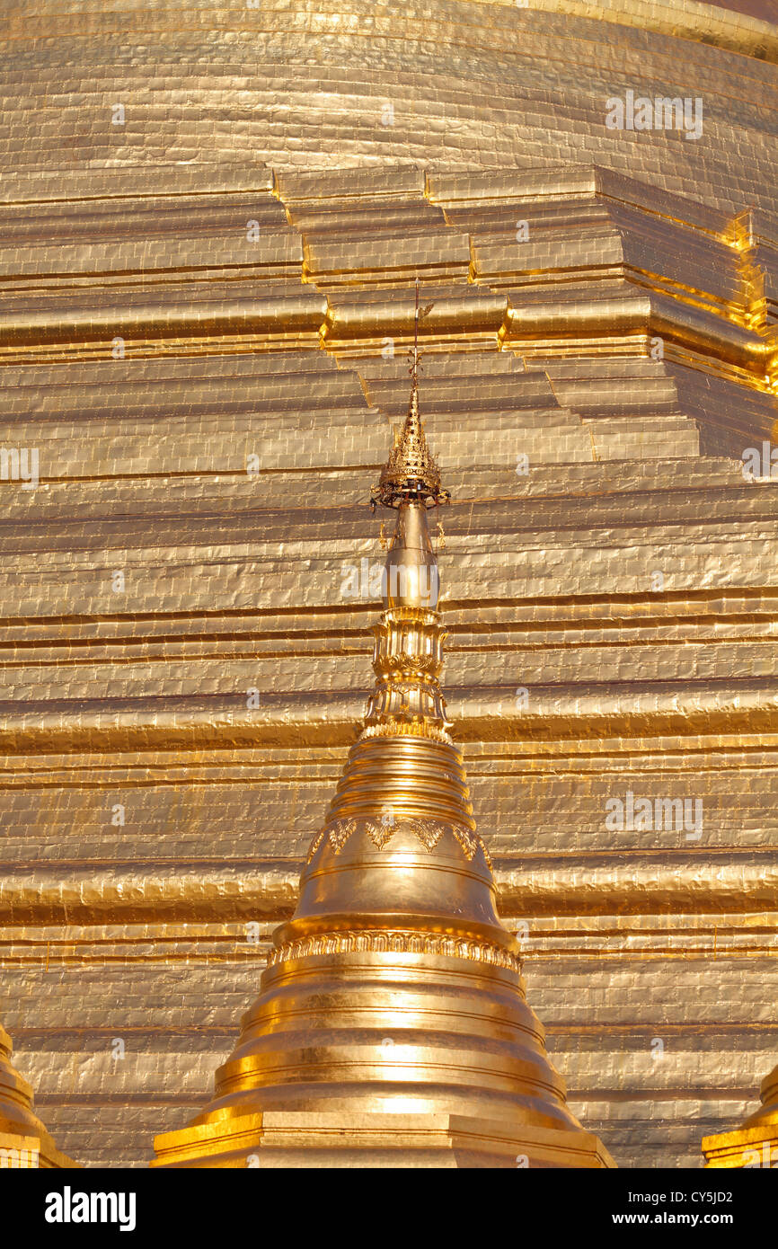Detail View of the golden Stupa of the famous Shwedagon Pagoda in ...