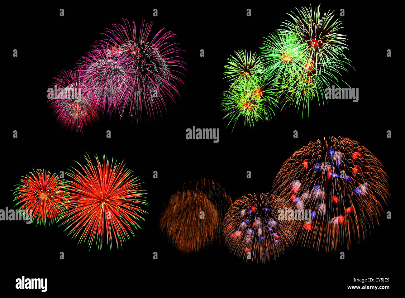 Firework collection on black background Stock Photo - Alamy