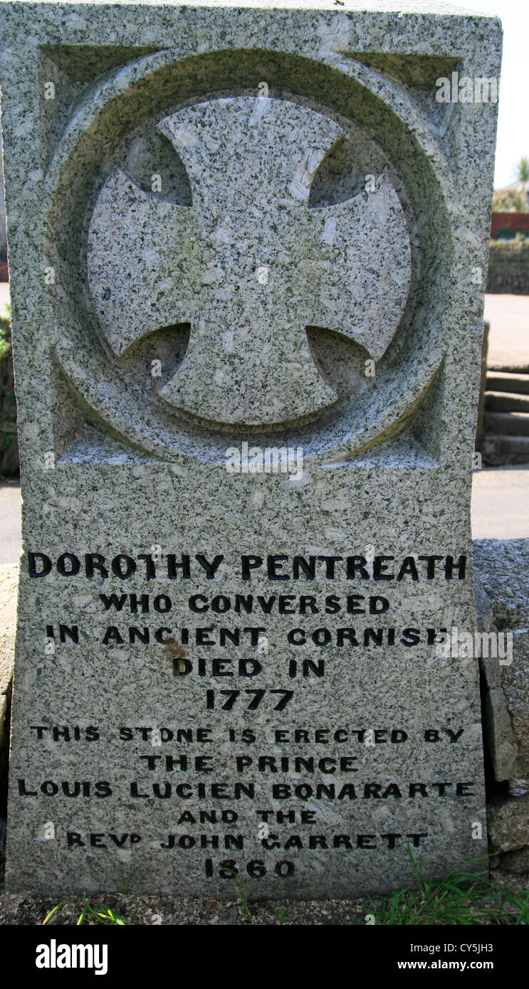 Dorothy Pentreath Last Cornish speaker memorial Paul Cornwall England ...