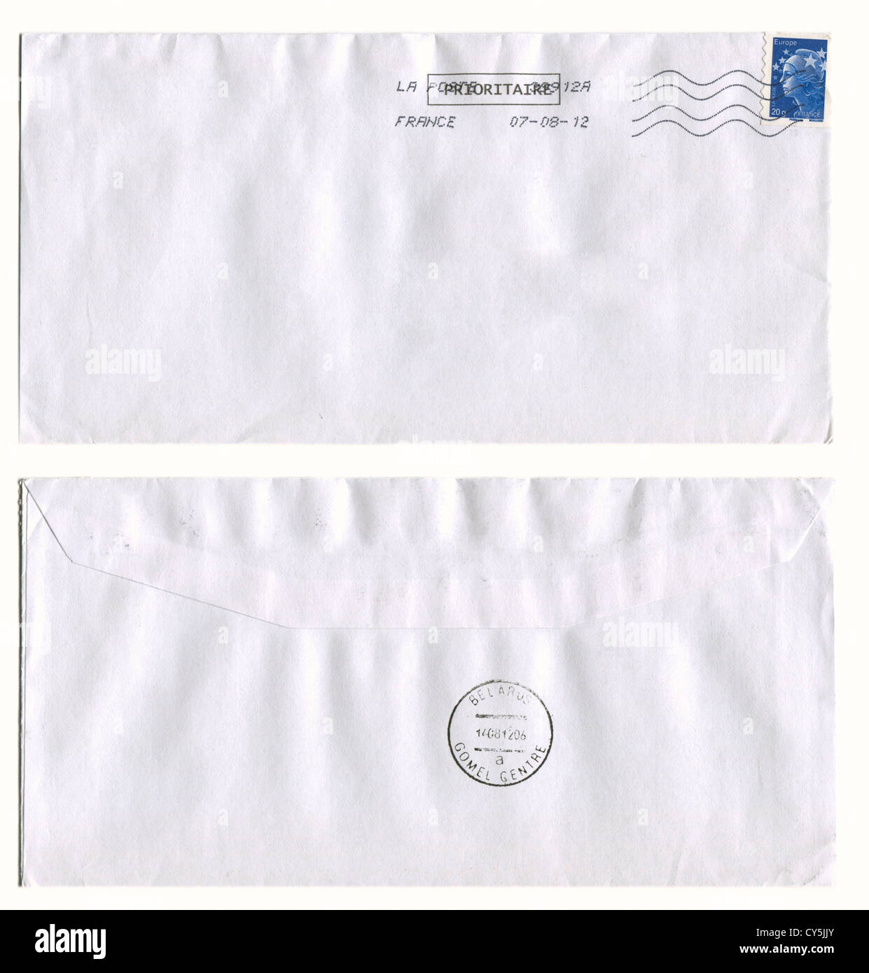 FRANCE - CIRCA 2012: Mailing envelope with postage stamps dedicated to ...