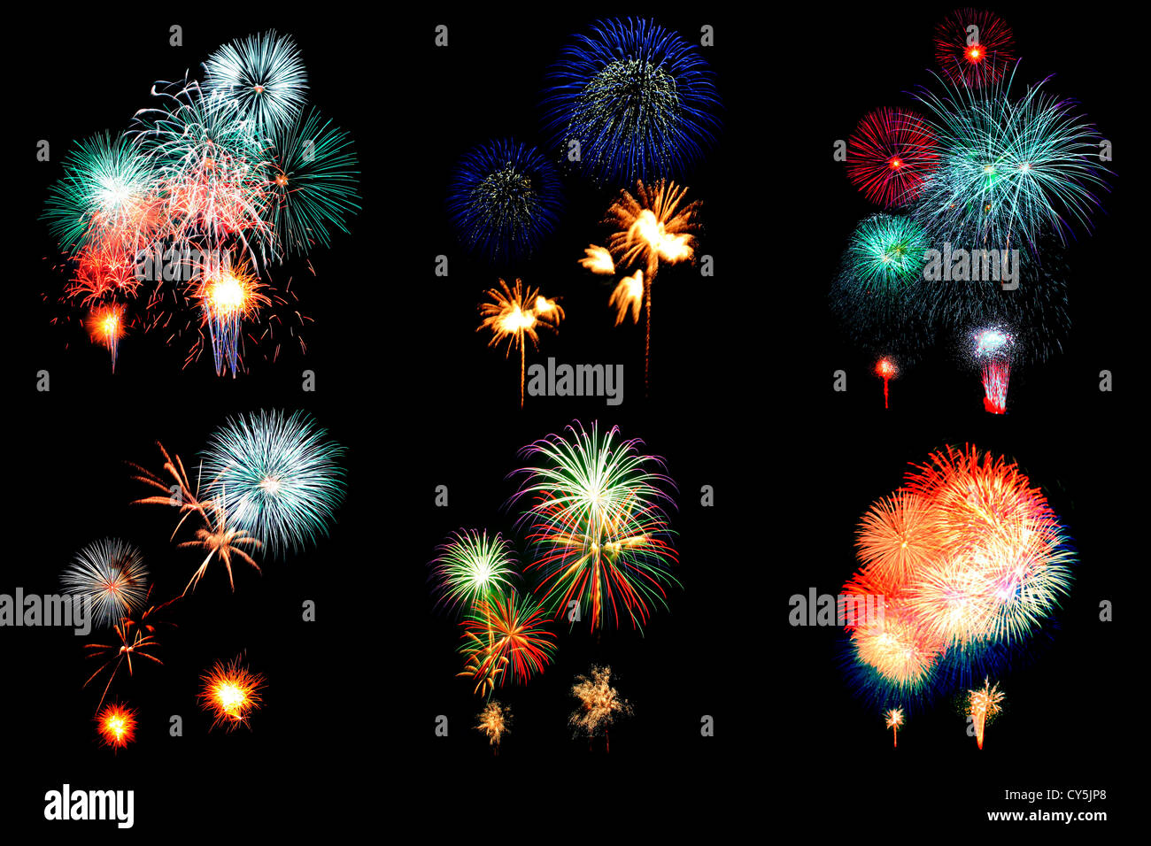 Firework collection on black background Stock Photo - Alamy