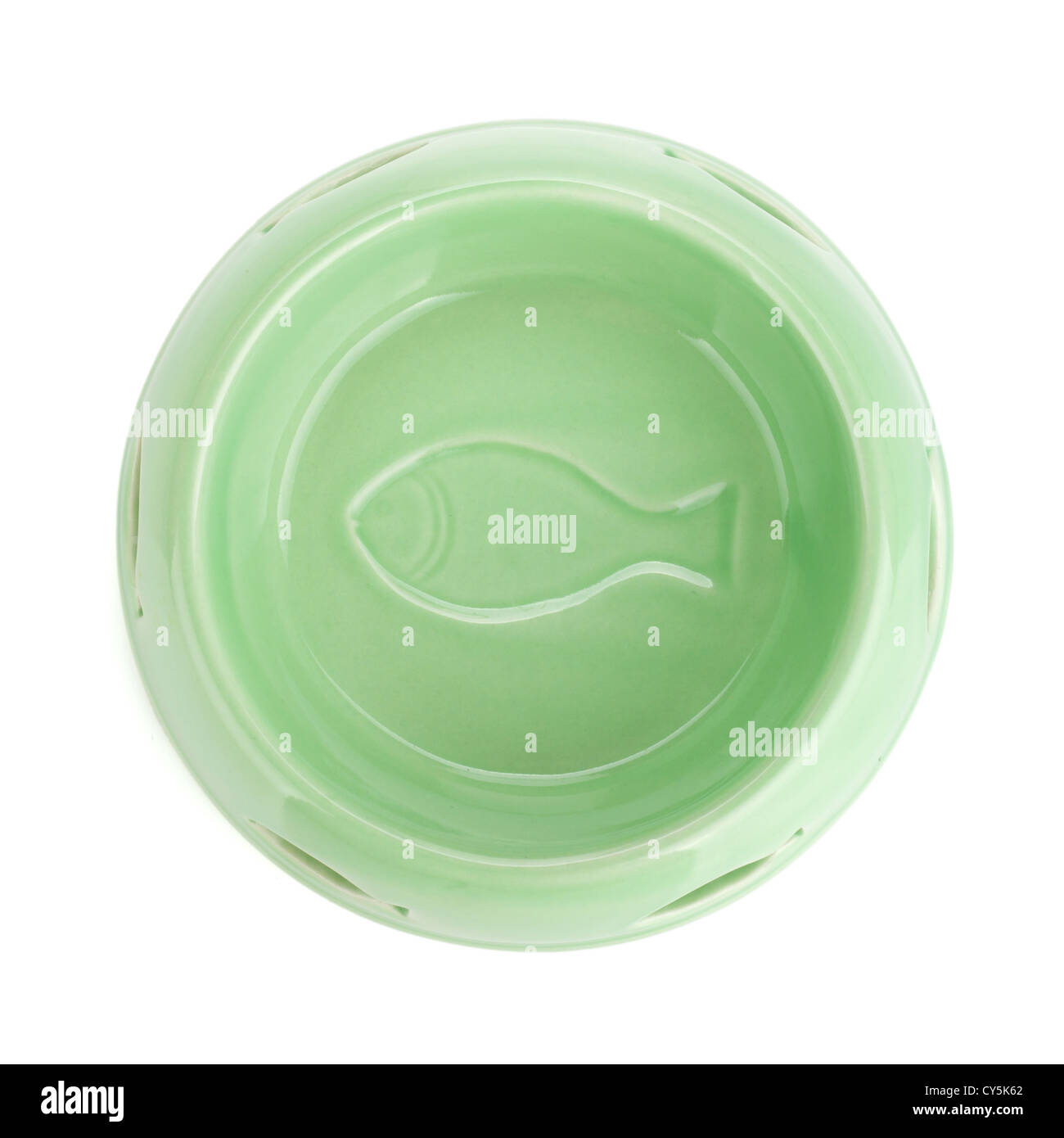 Empty cat food bowl. View from above. Isolated on white background ...