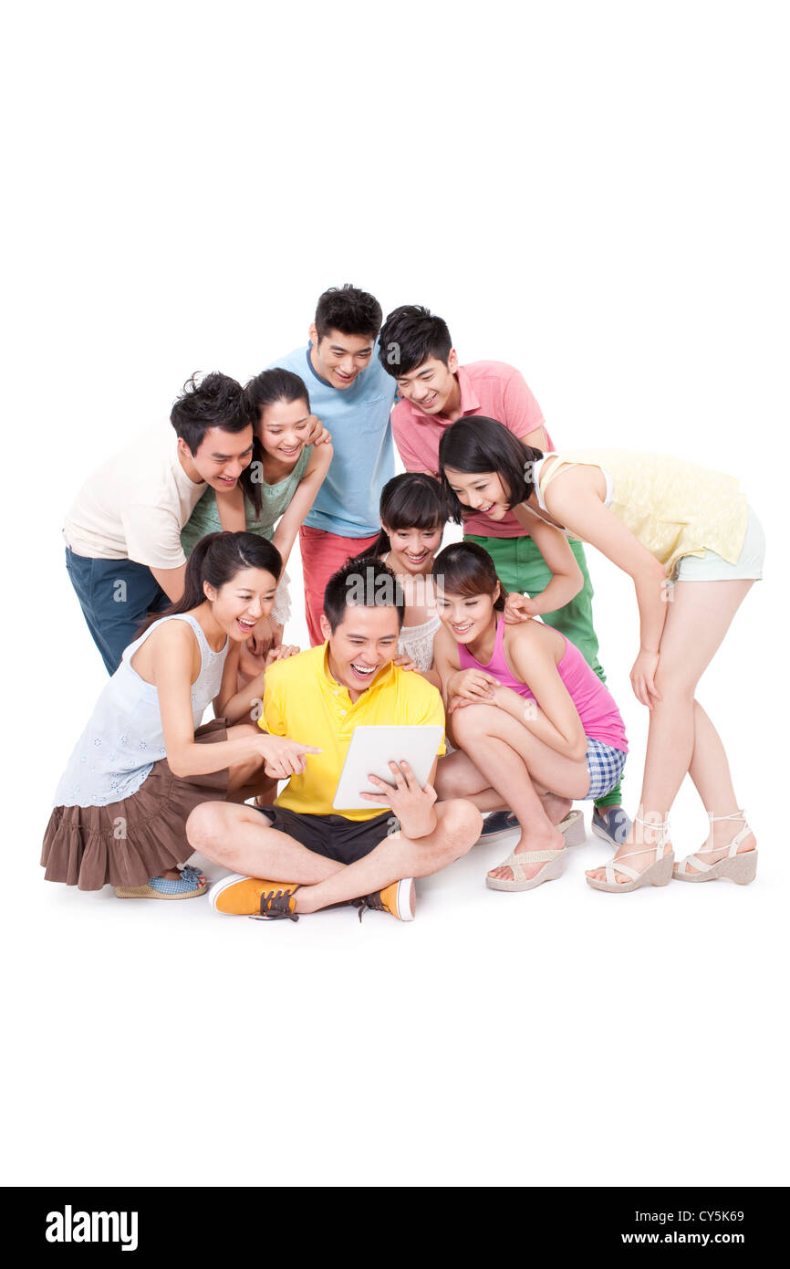 Group friends sharing cheerful Cut Out Stock Images & Pictures - Alamy