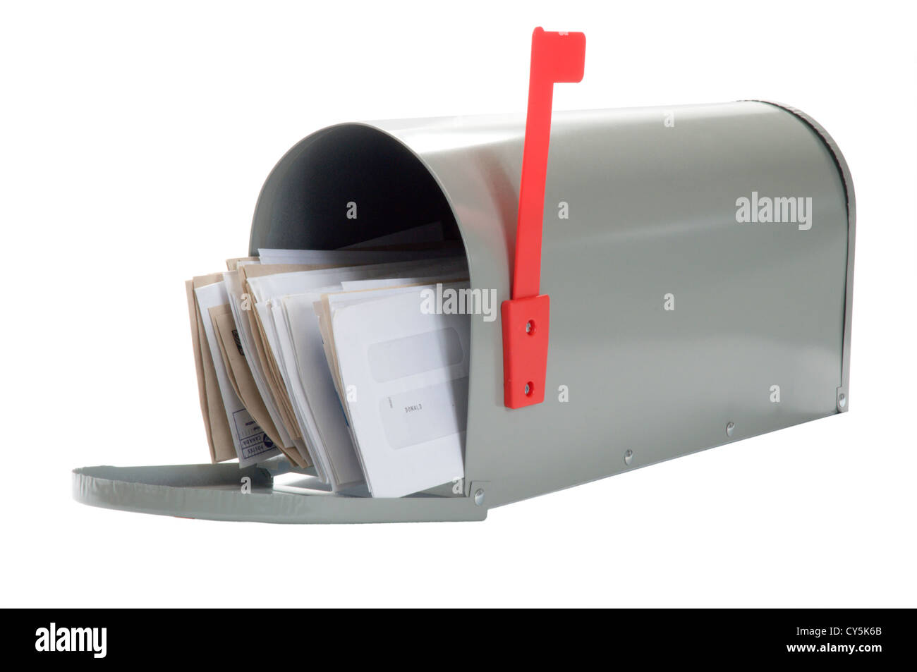 Mail box full of mail Stock Photo - Alamy