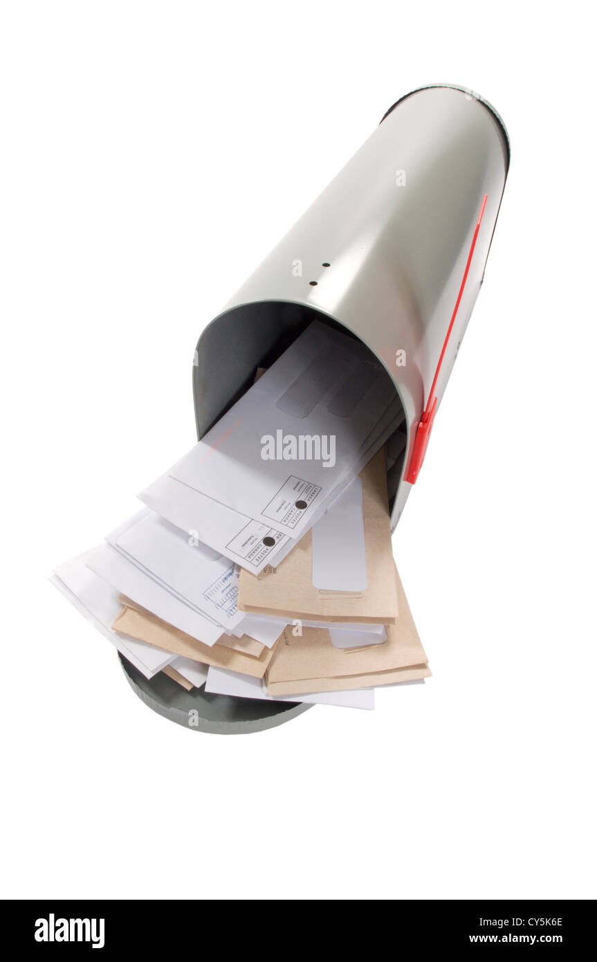 Mail box full of mail Stock Photo - Alamy