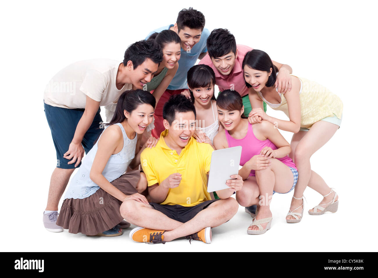 Group friends sharing cheerful Cut Out Stock Images & Pictures - Alamy
