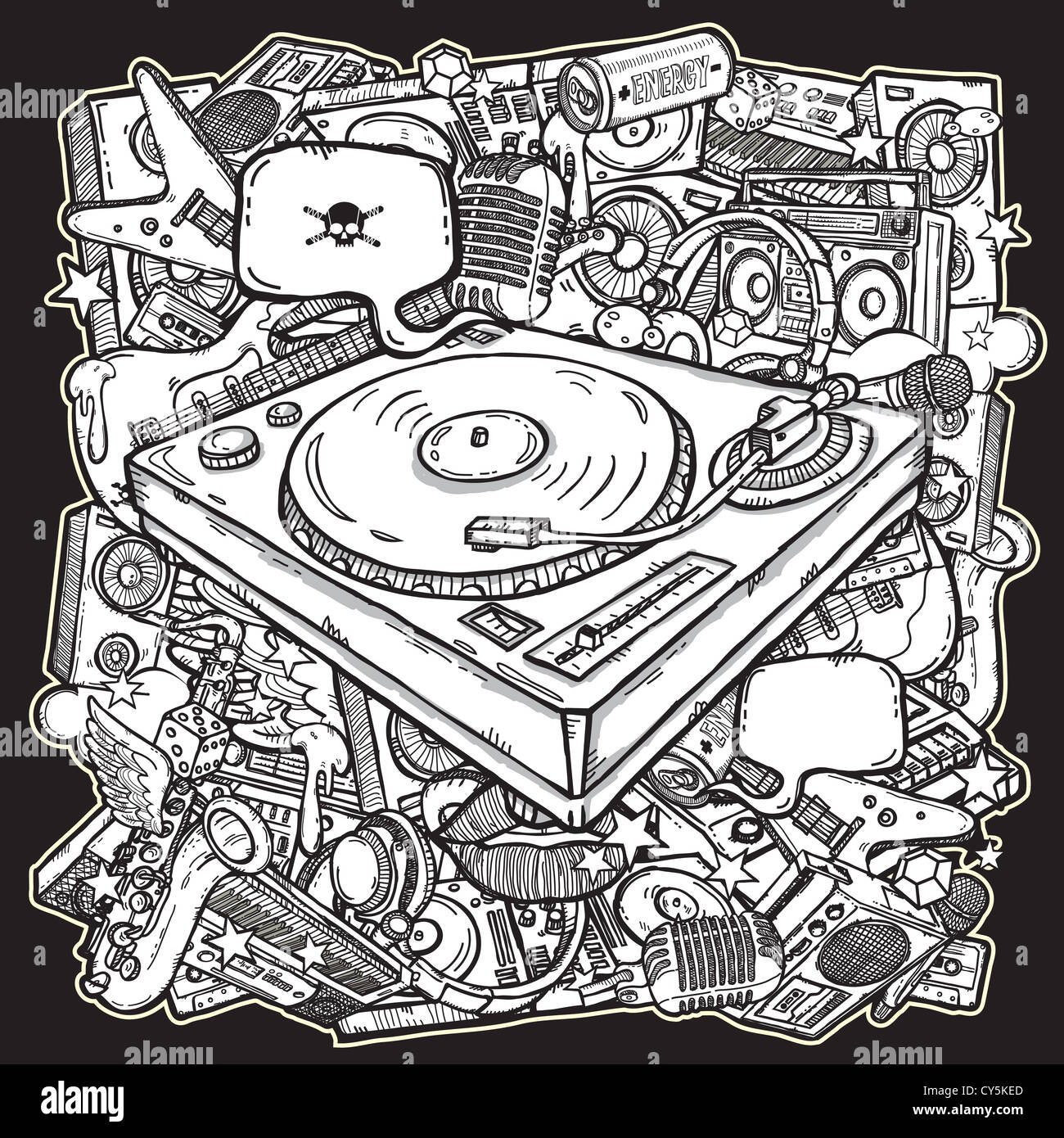 B&w musical background Stock Photo - Alamy
