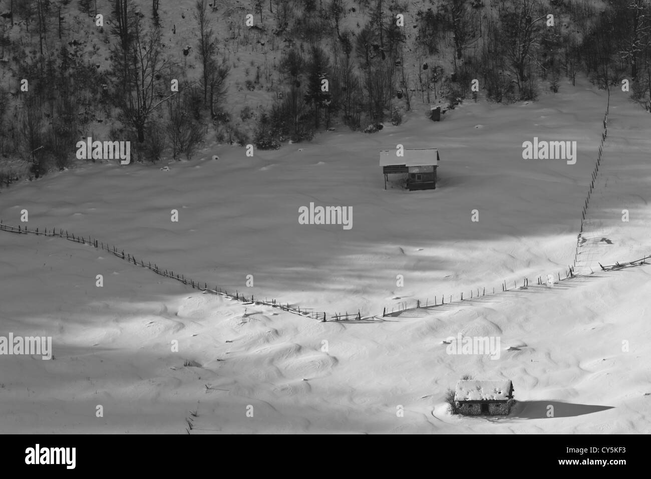 Old house field Black and White Stock Photos & Images - Alamy