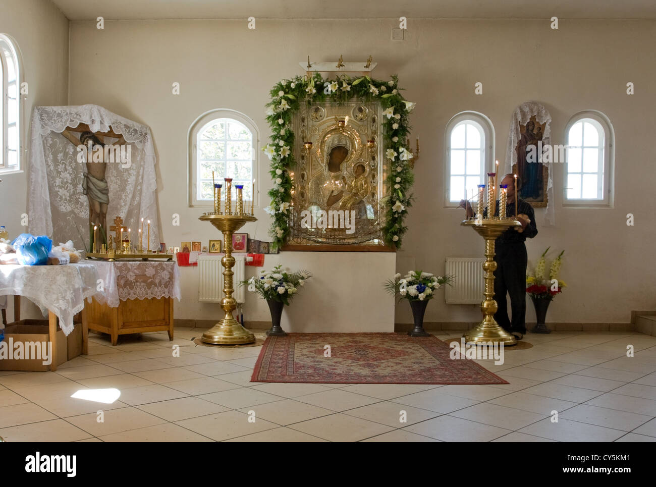Interior of russian orthodox church. Iversky monastery in Valday ...