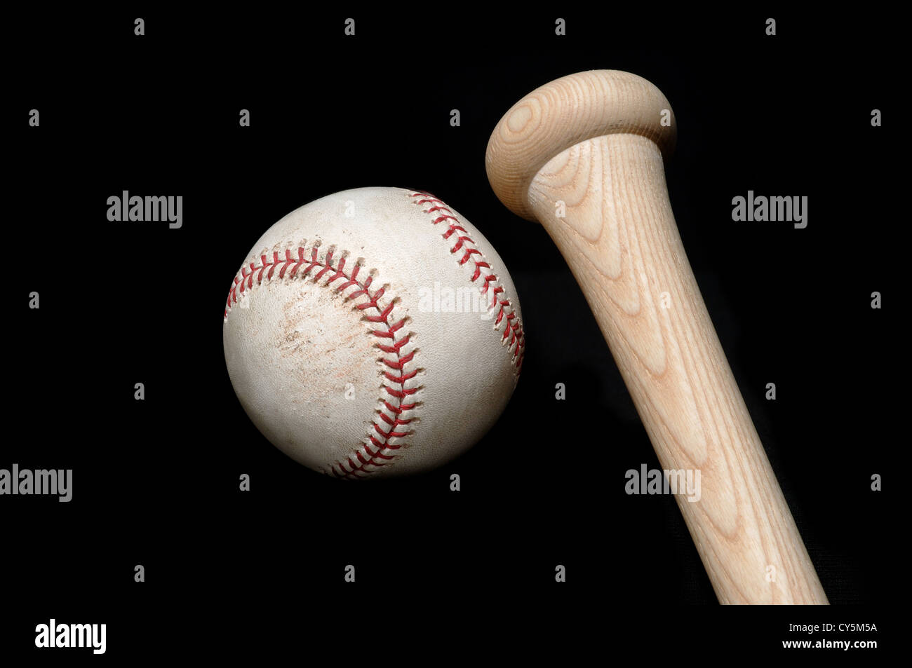 Baseball and Bat on Black Stock Photo - Alamy