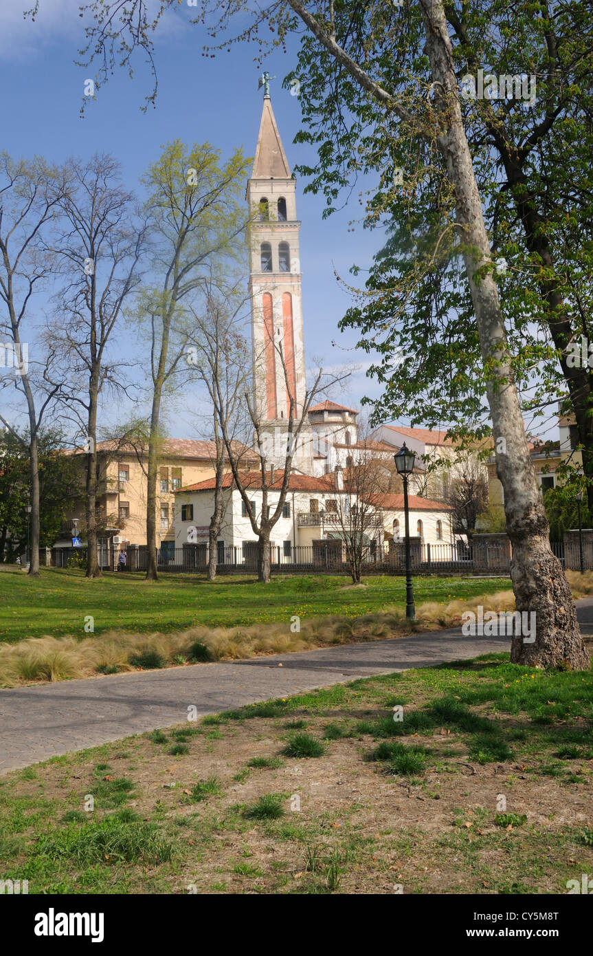 The campanile of the Doumo from the Giardini Pubblici in Oderzo, Veneto ...