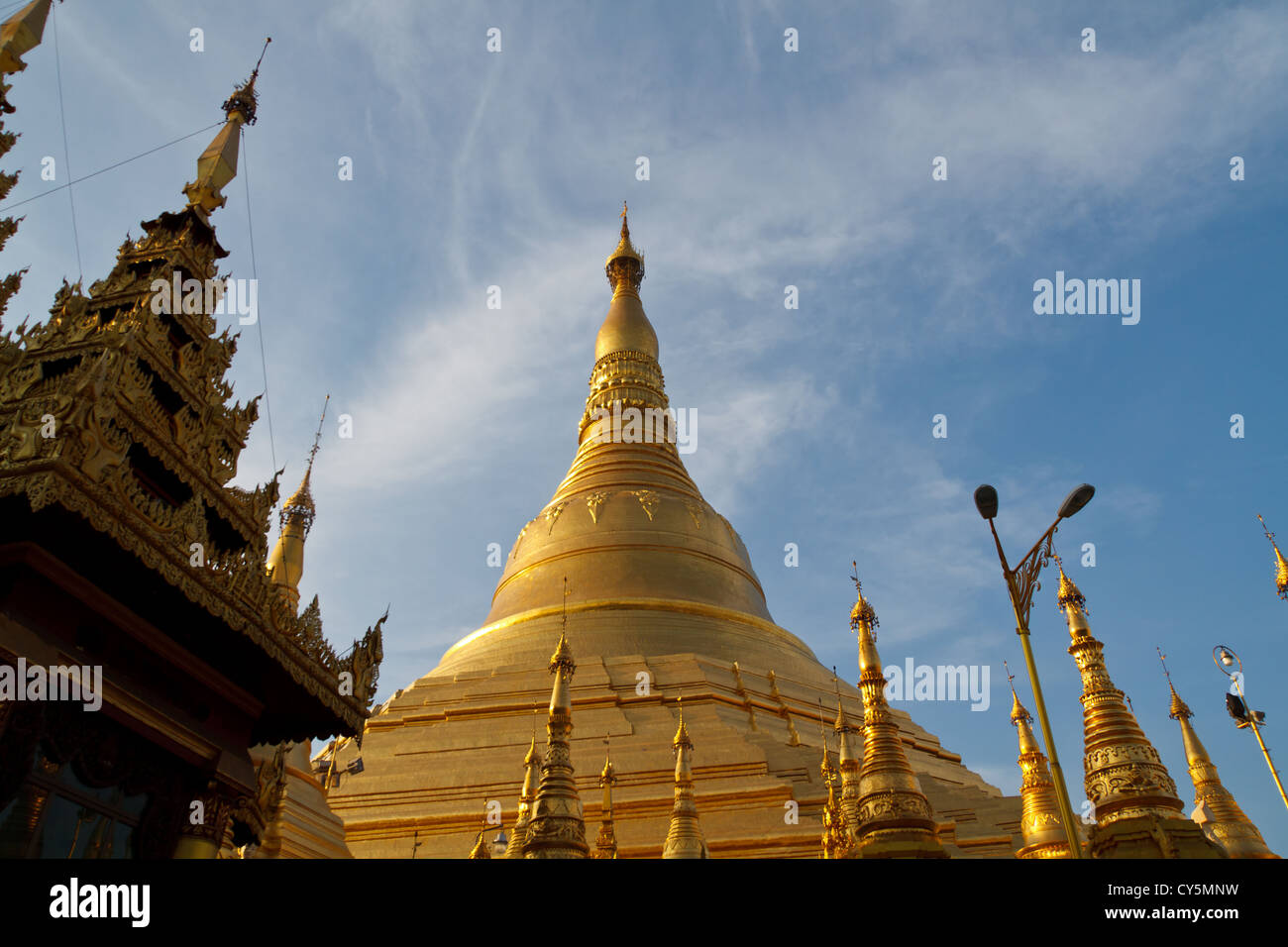 The Stupa of the famous Shwedagon Pagoda in Rangoon, Myanmar Stock ...
