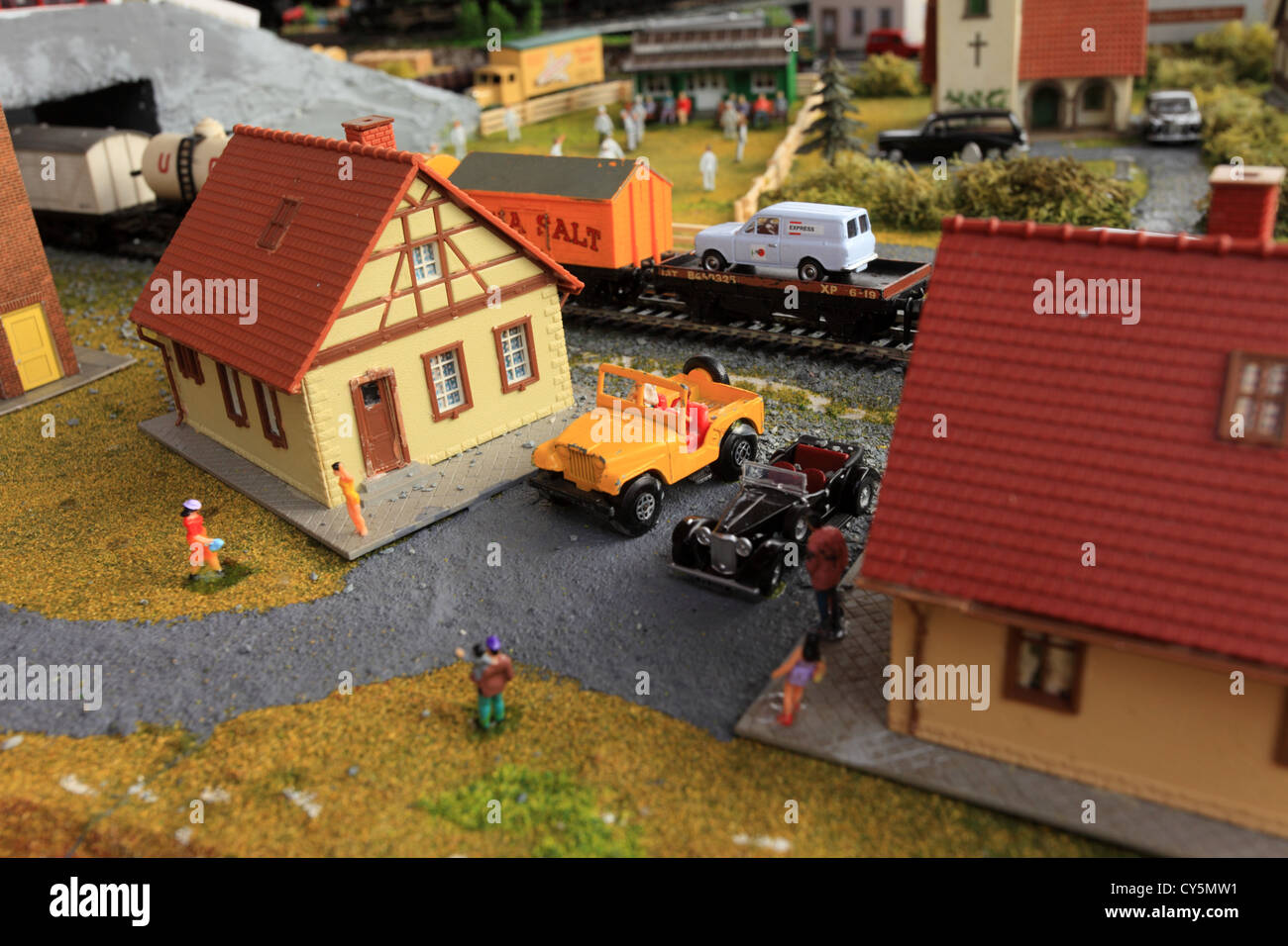 Miniature or model town with buildings and vehicles Stock Photo - Alamy