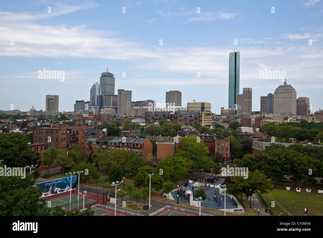 Boston skyline with inner city parks in the foreground Stock Photo - Alamy