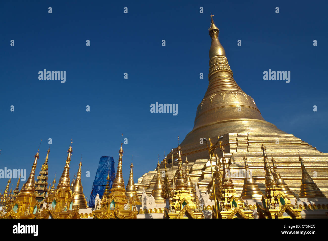 The Stupa of the famous Shwedagon Pagoda in Rangoon, Myanmar Stock ...