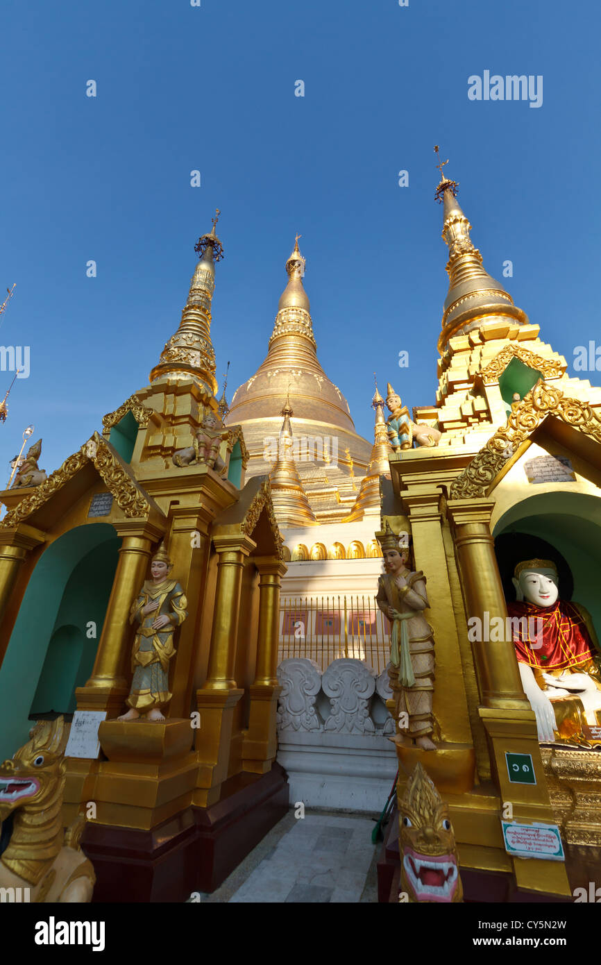 The Stupa of the famous Shwedagon Pagoda in Rangoon, Myanmar Stock ...
