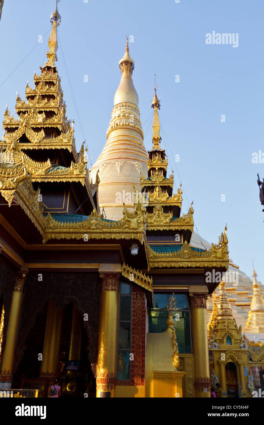 The Stupa of the famous Shwedagon Pagoda in Rangoon, Myanmar Stock ...