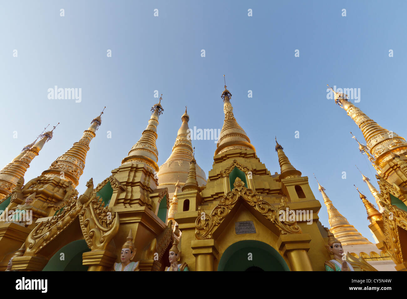 The Stupa of the famous Shwedagon Pagoda in Rangoon, Myanmar Stock ...