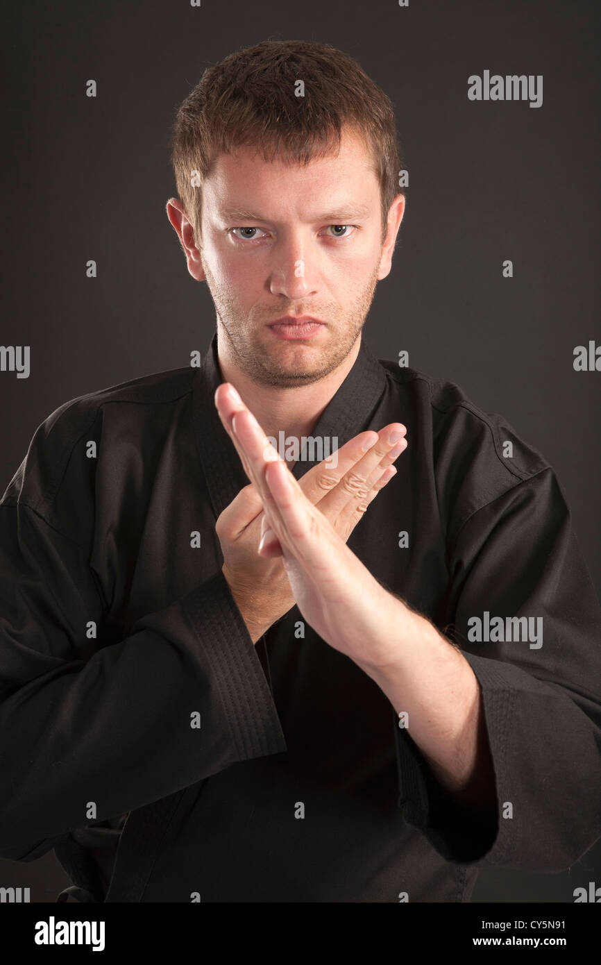 man in self defense position Stock Photo - Alamy