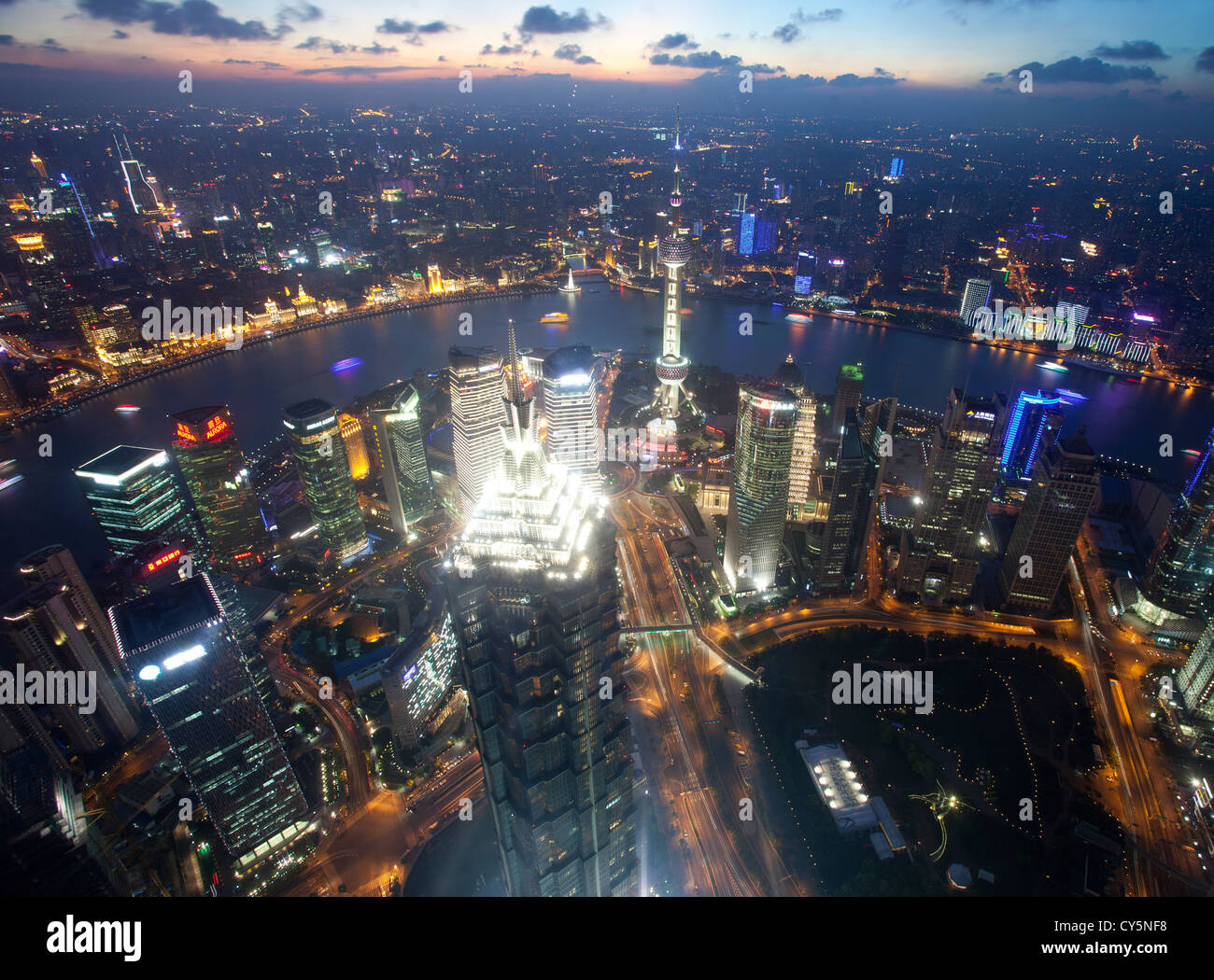 aerial view of shanghai night,lujiazui Stock Photo - Alamy